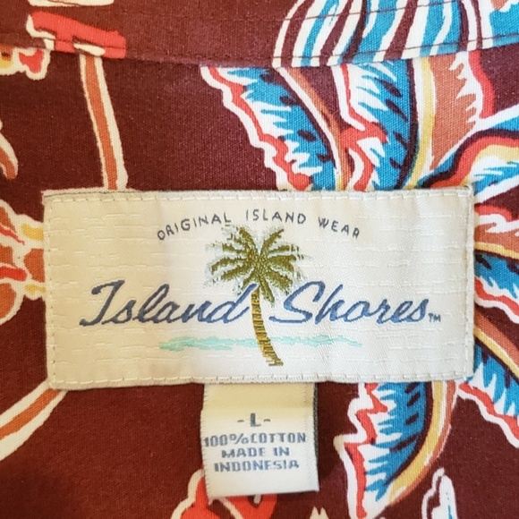 Island Shores | Shirts | Hawaiian Shirt Mens Red Cotton Island Shores L ...
